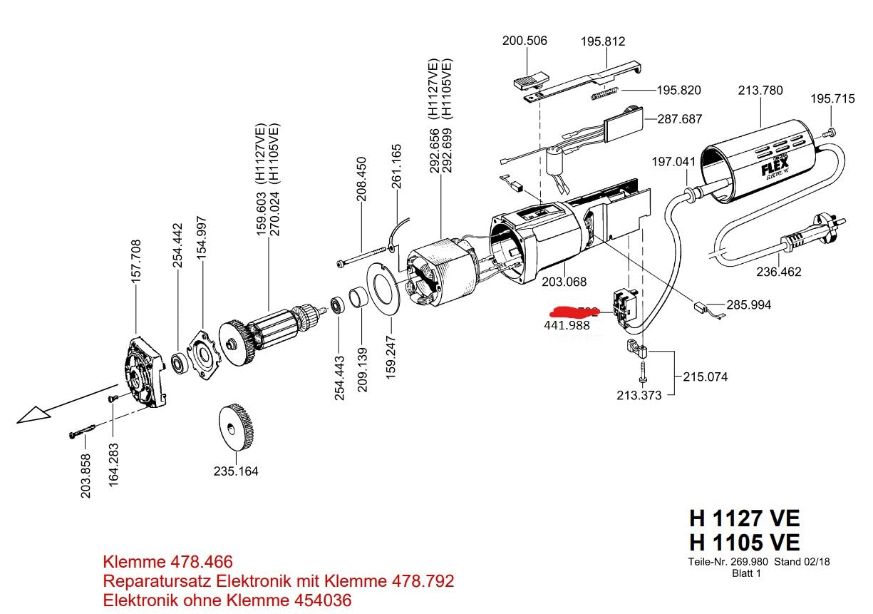 Hans Sauer GmbH - Ersatzteile Flex H 1127 VE 230CEE