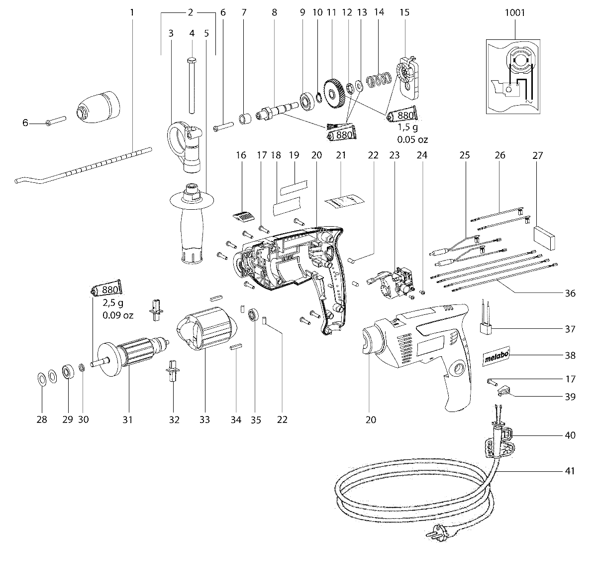 Hans Sauer GmbH - Ersatzteile Metabo SBE 550 - 600536000