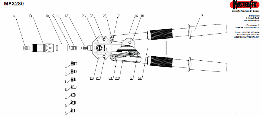 Hans Sauer GmbH - Ersatzteile SEF Stanley Engineered Fastening (Avdel, Masterfix) MFX-280 - Hand ...