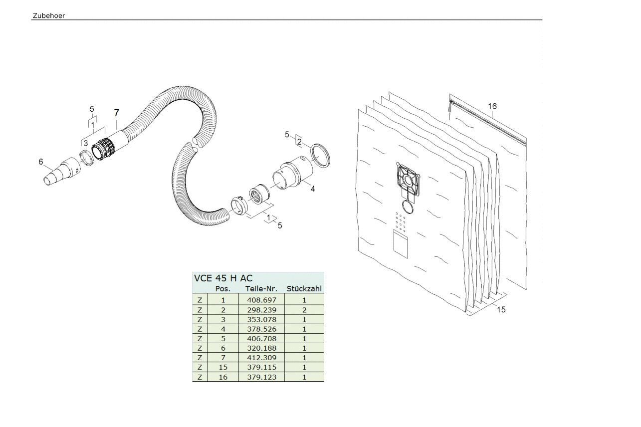 Hans Sauer GmbH - Ersatzteile Flex VCE 45 M AC 230CEE