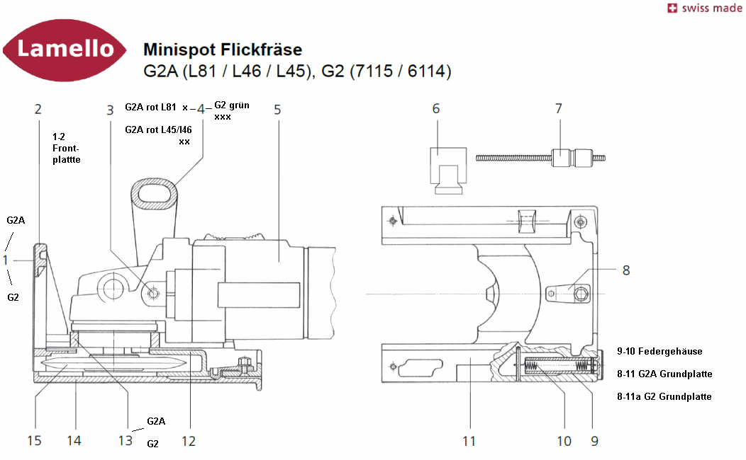 Hans Sauer GmbH - Ersatzteile Lamello G2A G2 - Minispot Flickfräse