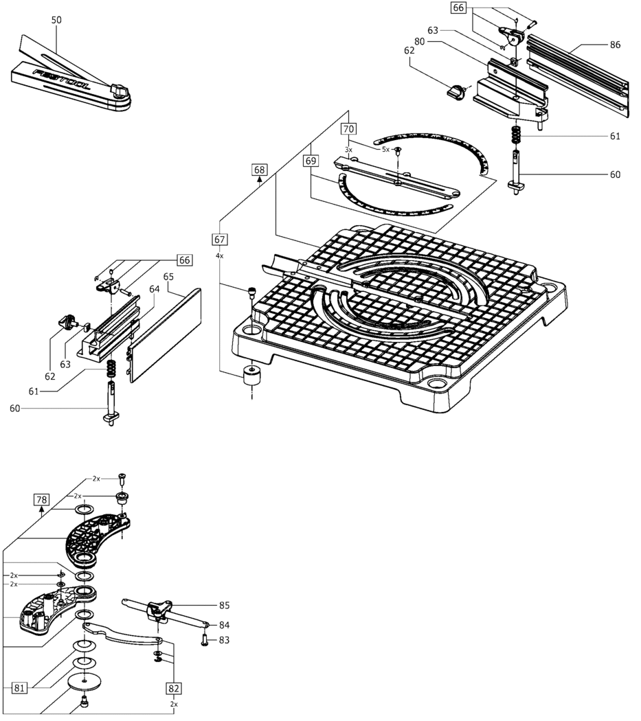 Hans Sauer GmbH - Ersatzteile Festool (und ehem. Protool) SYM 70 E - Leistensäge