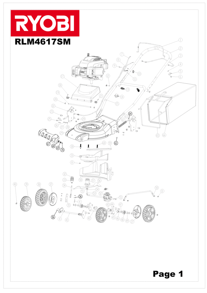 Hans Sauer GmbH - Ersatzteile Ryobi RLM4617SM - Rasenmäher XX96