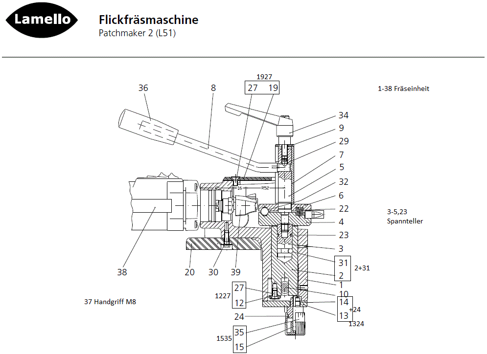 Hans Sauer GmbH - Ersatzteile Lamello Patchmaker 2 L51 - Flickfräsmaschine