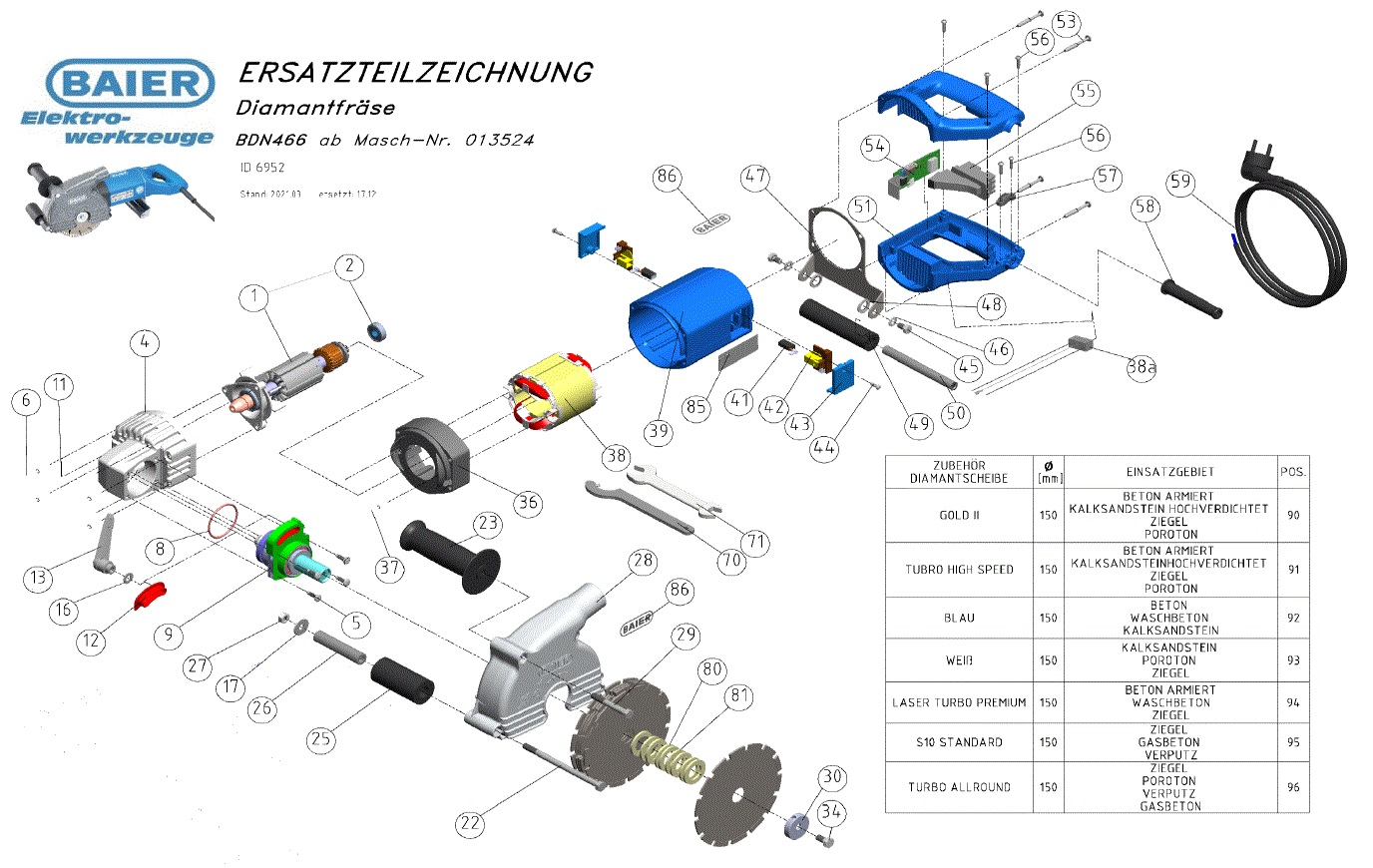 Hans Sauer GmbH - Ersatzteile Baier BDN466 ab MNr. 013524 ...