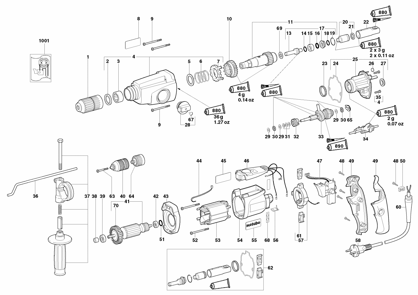 Hans Sauer GmbH - Ersatzteile Metabo UHE 28 Diagnostic Bohrhammer