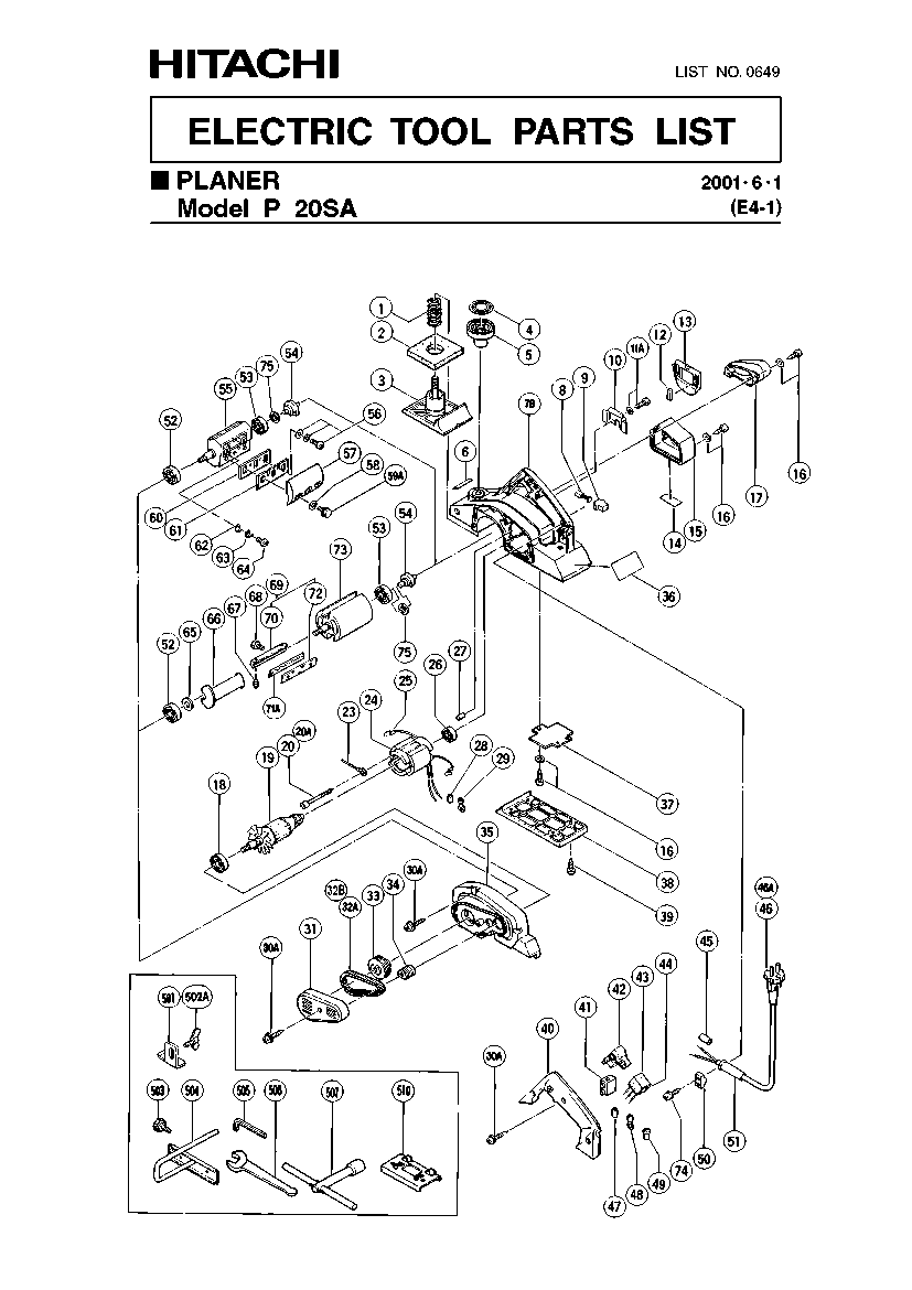 Hans Sauer GmbH - Ersatzteile Hikoki (Hitachi) P20SA - Hobel