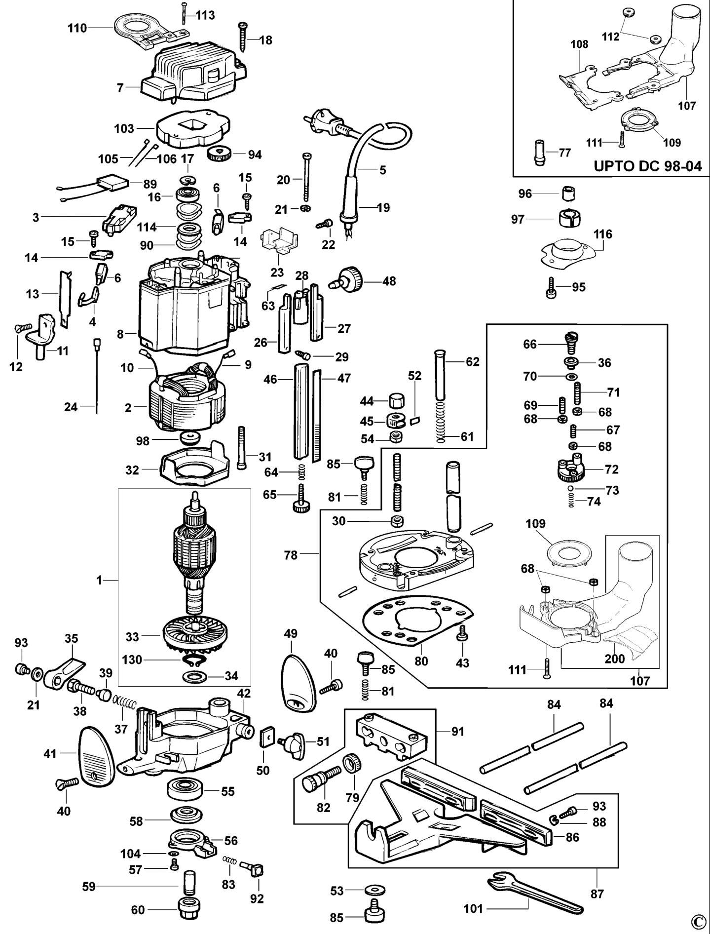 Hans Sauer GmbH - Ersatzteile DeWalt DW625EK-QS TYPE 4 PLUNGE ROUTER ...