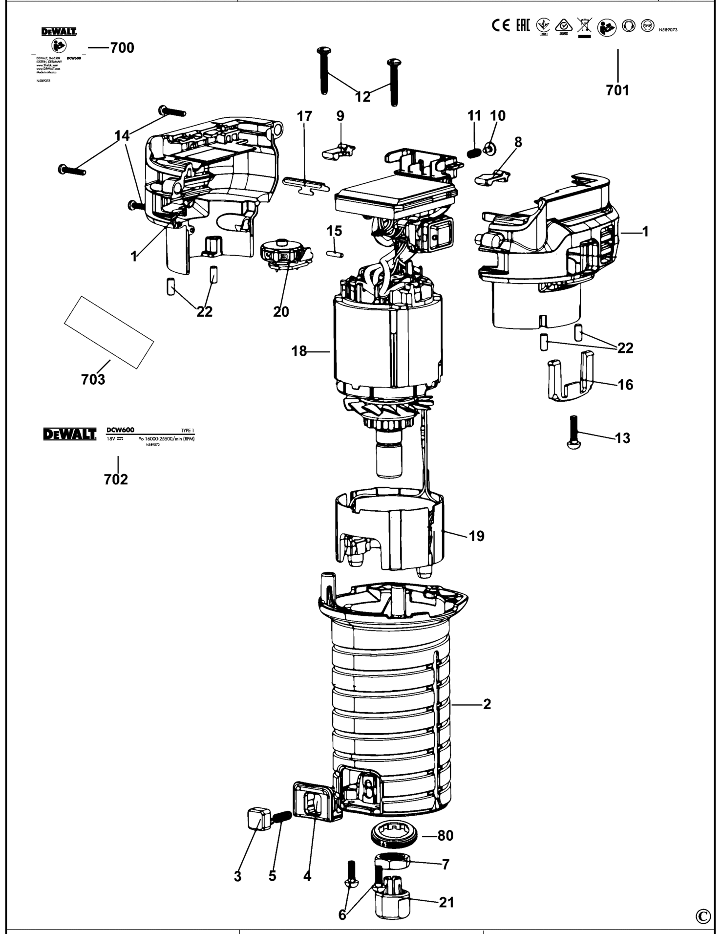 Hans Sauer GmbH - Ersatzteile DeWalt DCW604-QW TYPE 1 FRÄSMASCHINE