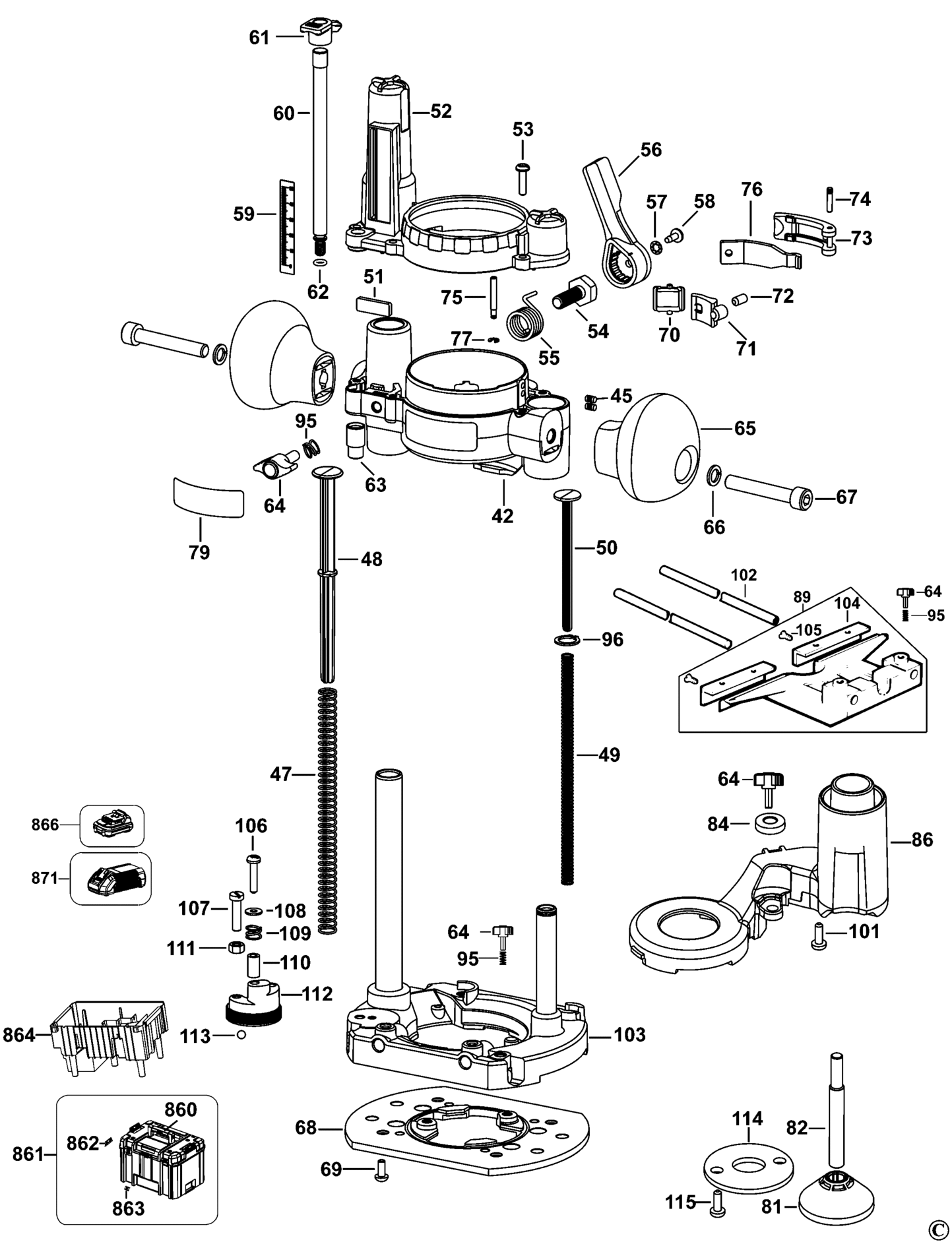 Hans Sauer GmbH - Ersatzteile DeWalt DCW604-QW TYPE 1 FRÄSMASCHINE