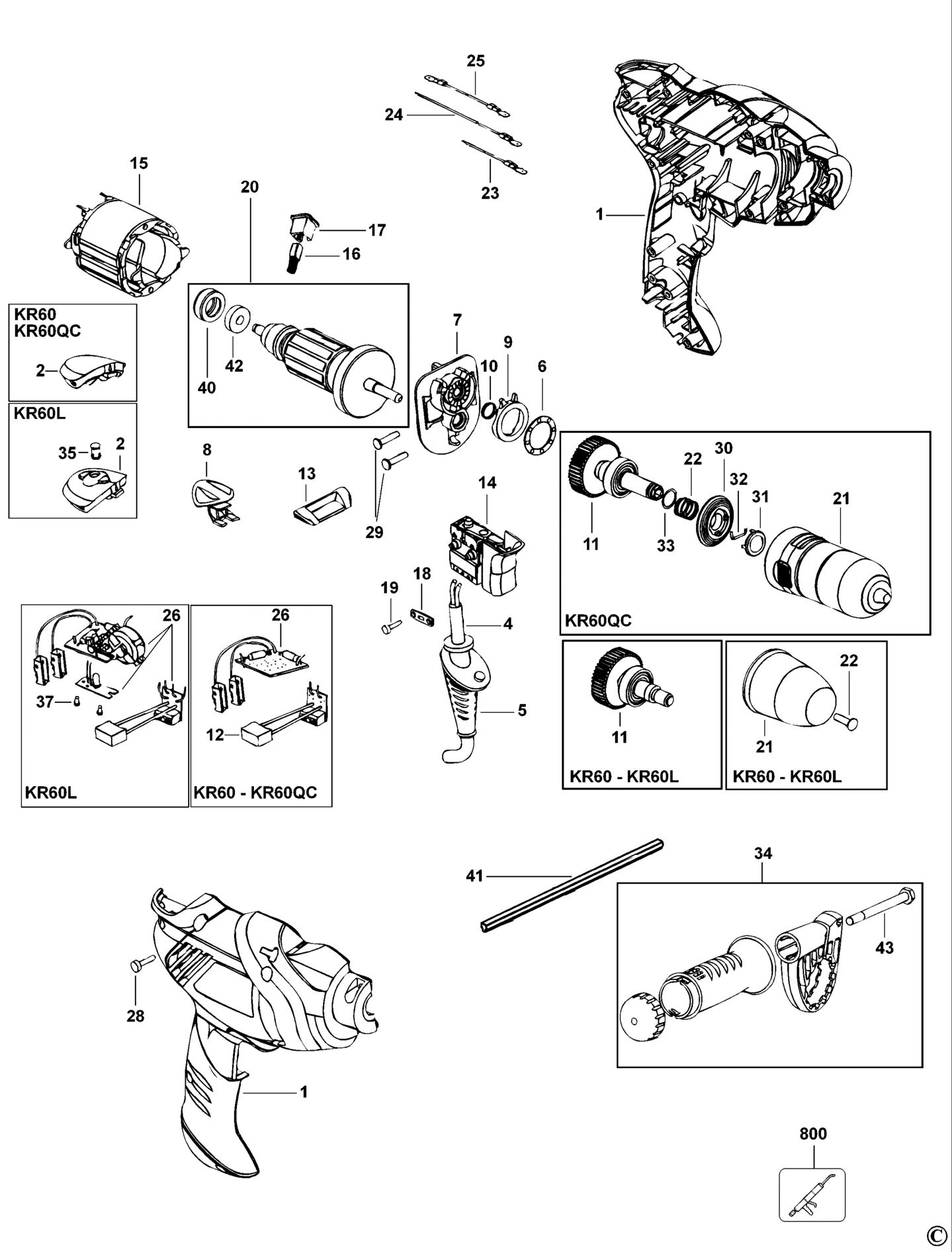 Hans Sauer GmbH - Ersatzteile Black&Decker KR60-XK TYPE 1 BOHRHAMMER XX96