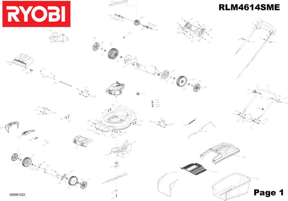 Hans Sauer GmbH - Ersatzteile Ryobi RLM4614SME - Mowers XX96