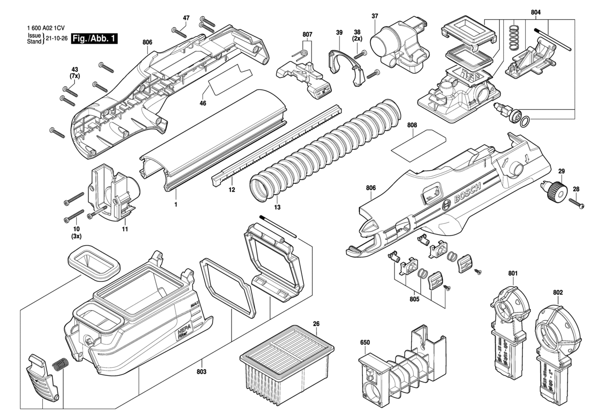 Hans Sauer GmbH - Ersatzteile Bosch GDE 28 D Staubabsaugung