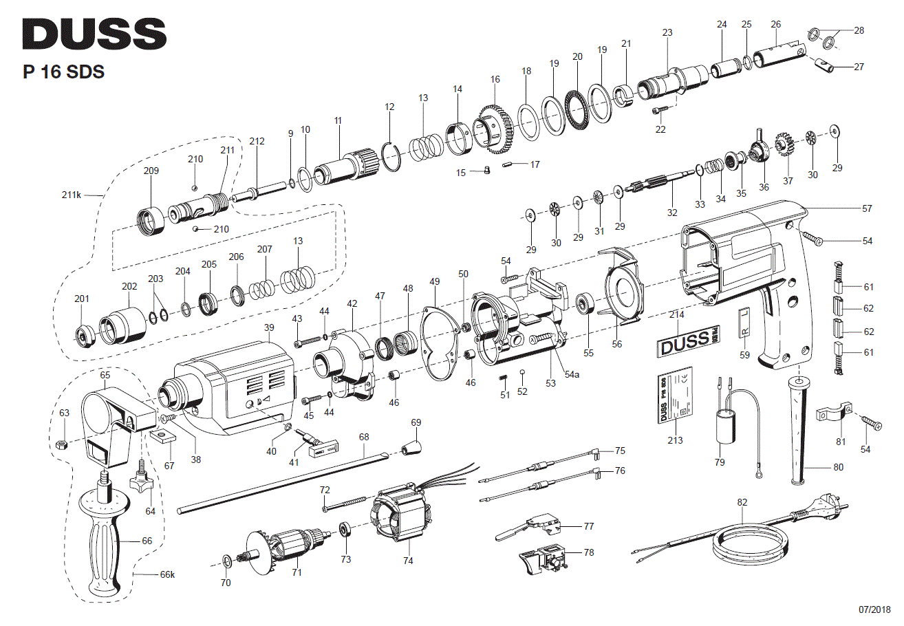 Hans Sauer GmbH - Ersatzteile Duss P 16 SDS Bohrhammer