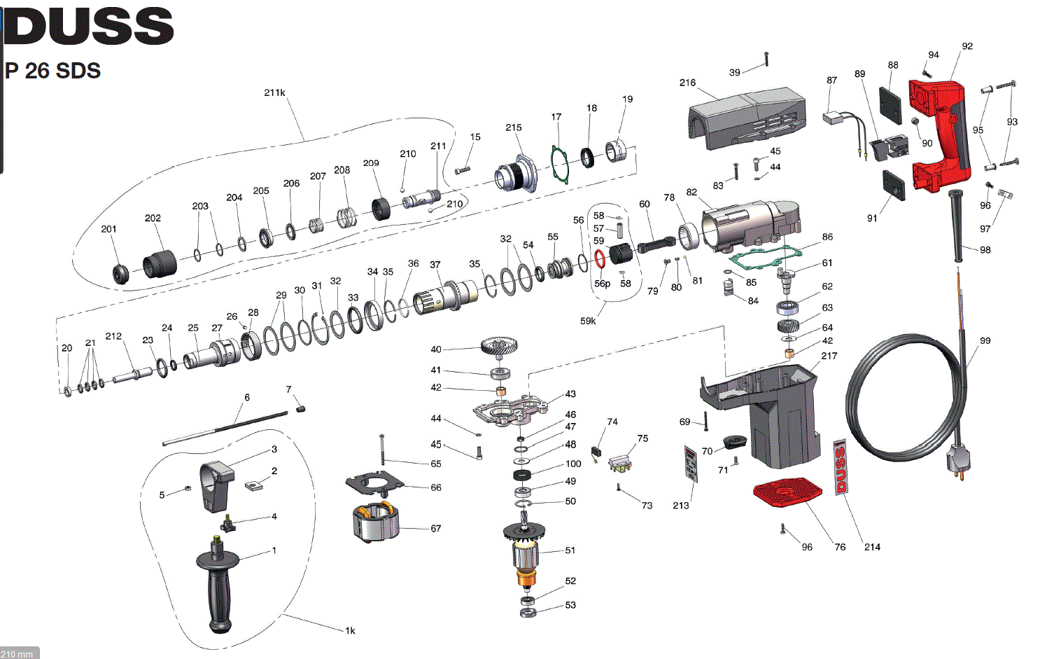 Hans Sauer GmbH - Ersatzteile Duss P 26 SDS Bohrhammer
