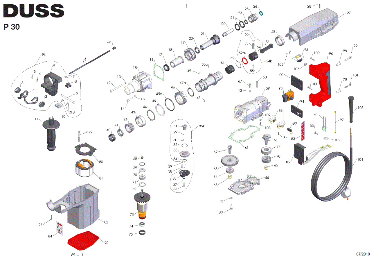 Hans Sauer GmbH - Ersatzteile Duss P 30 Kombihammer