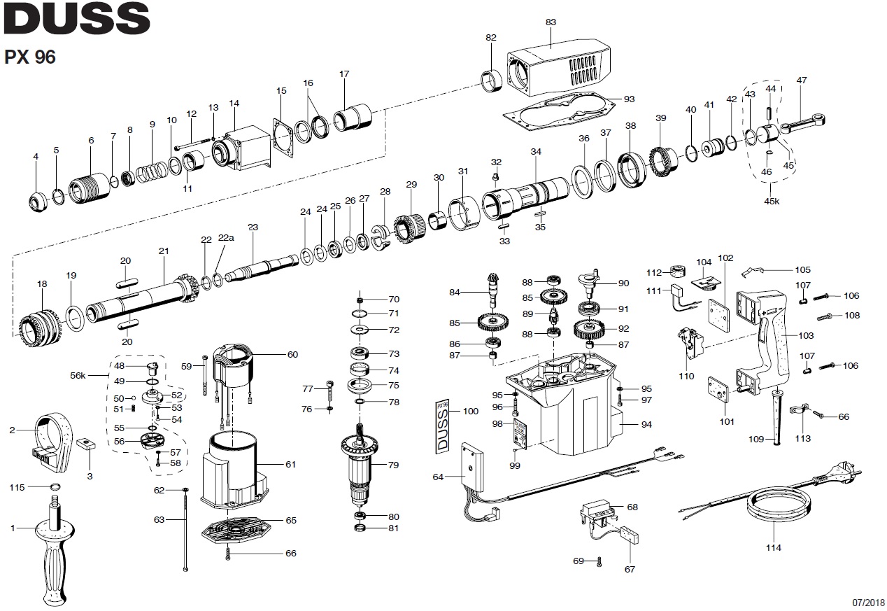 Hans Sauer GmbH - Ersatzteile Duss PX 96 - Kombihammer
