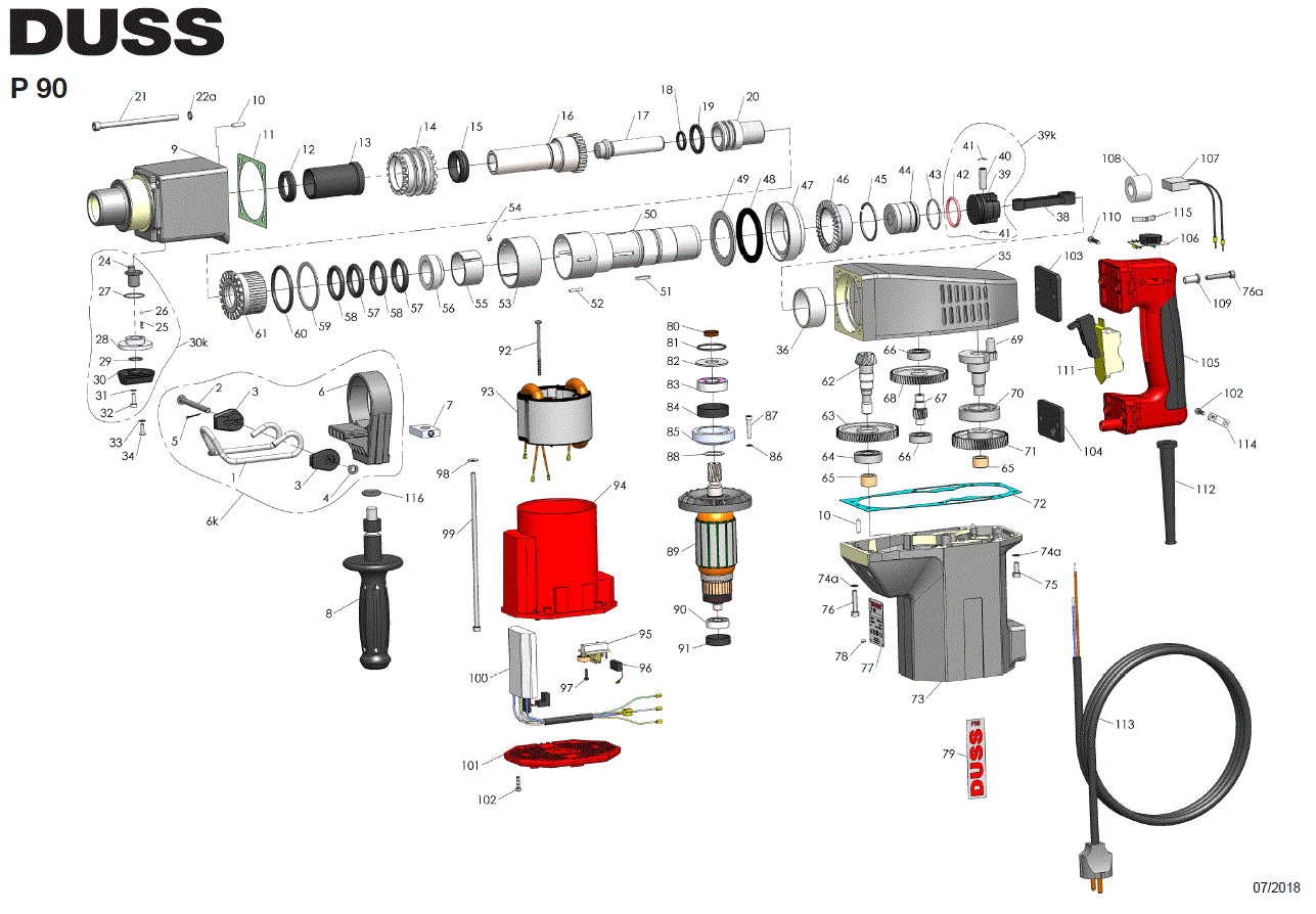 Hans Sauer GmbH - Ersatzteile Duss P 90 Kombihammer