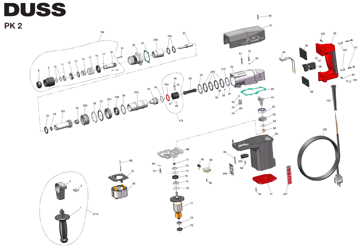 Hans Sauer GmbH - Ersatzteile Duss PK 2 Meißelhammer
