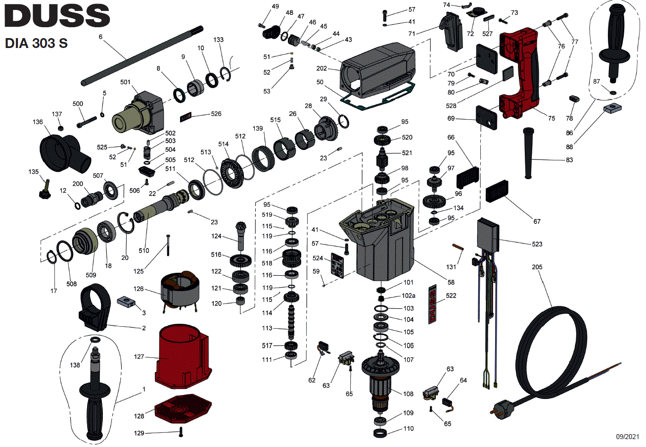 Hans Sauer GmbH - Ersatzteile Duss Diamantbohrmaschine DIA 303 S
