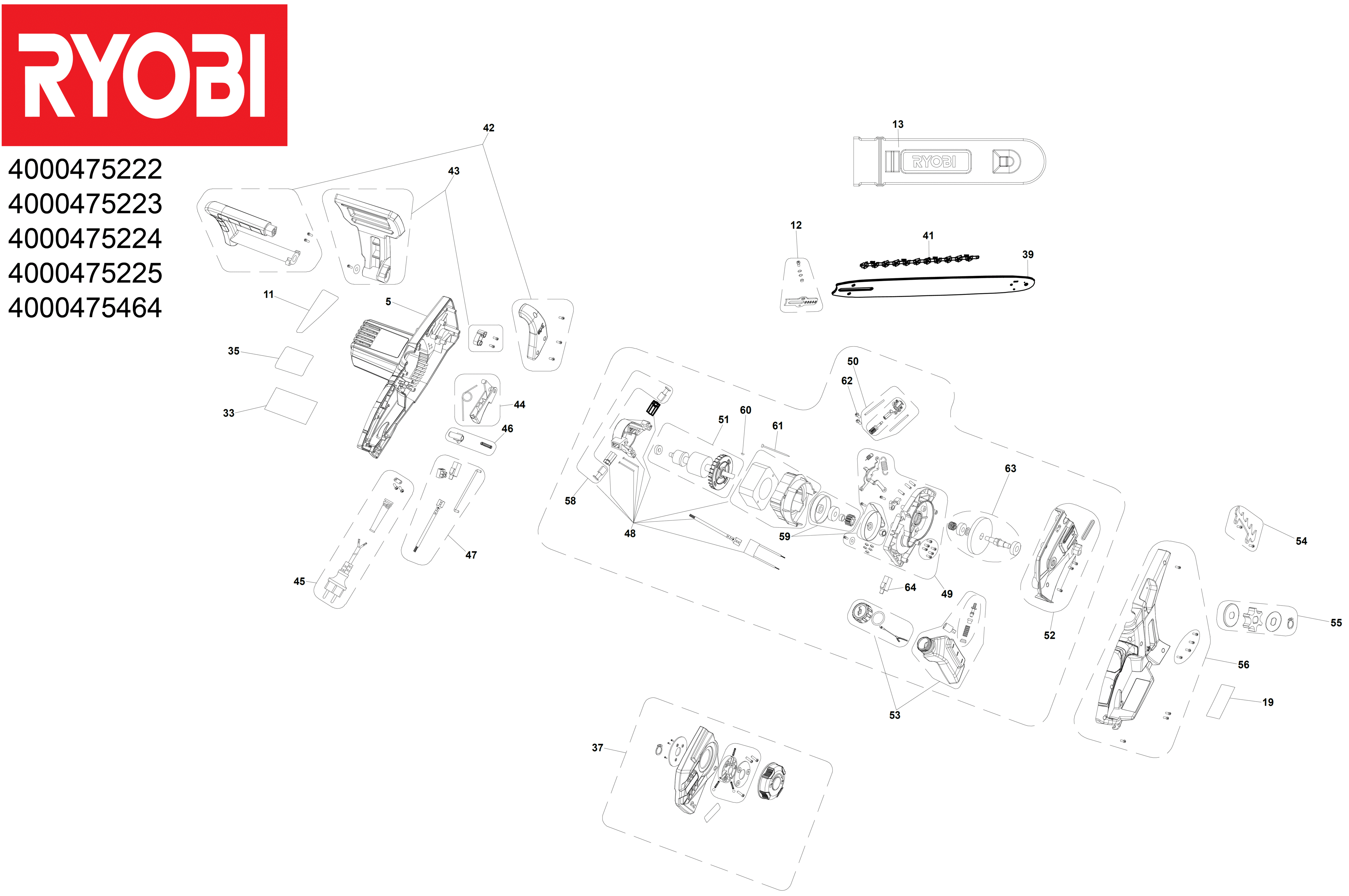 Hans Sauer GmbH - Ersatzteile Ryobi RCS1935B - Saws