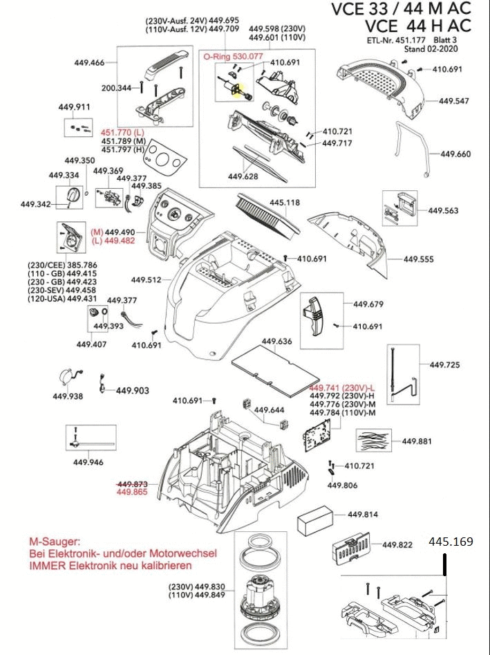 Hans Sauer GmbH - Ersatzteile Flex VCE 33 L MC 230CEE