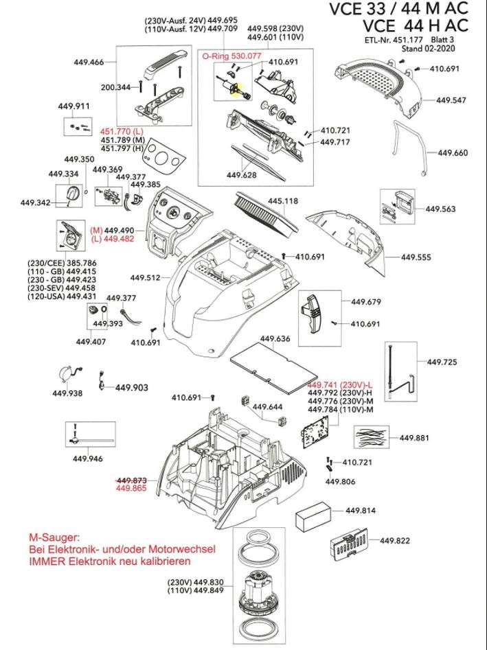 Hans Sauer GmbH - Ersatzteile Flex VCE 33 M AC 230BS